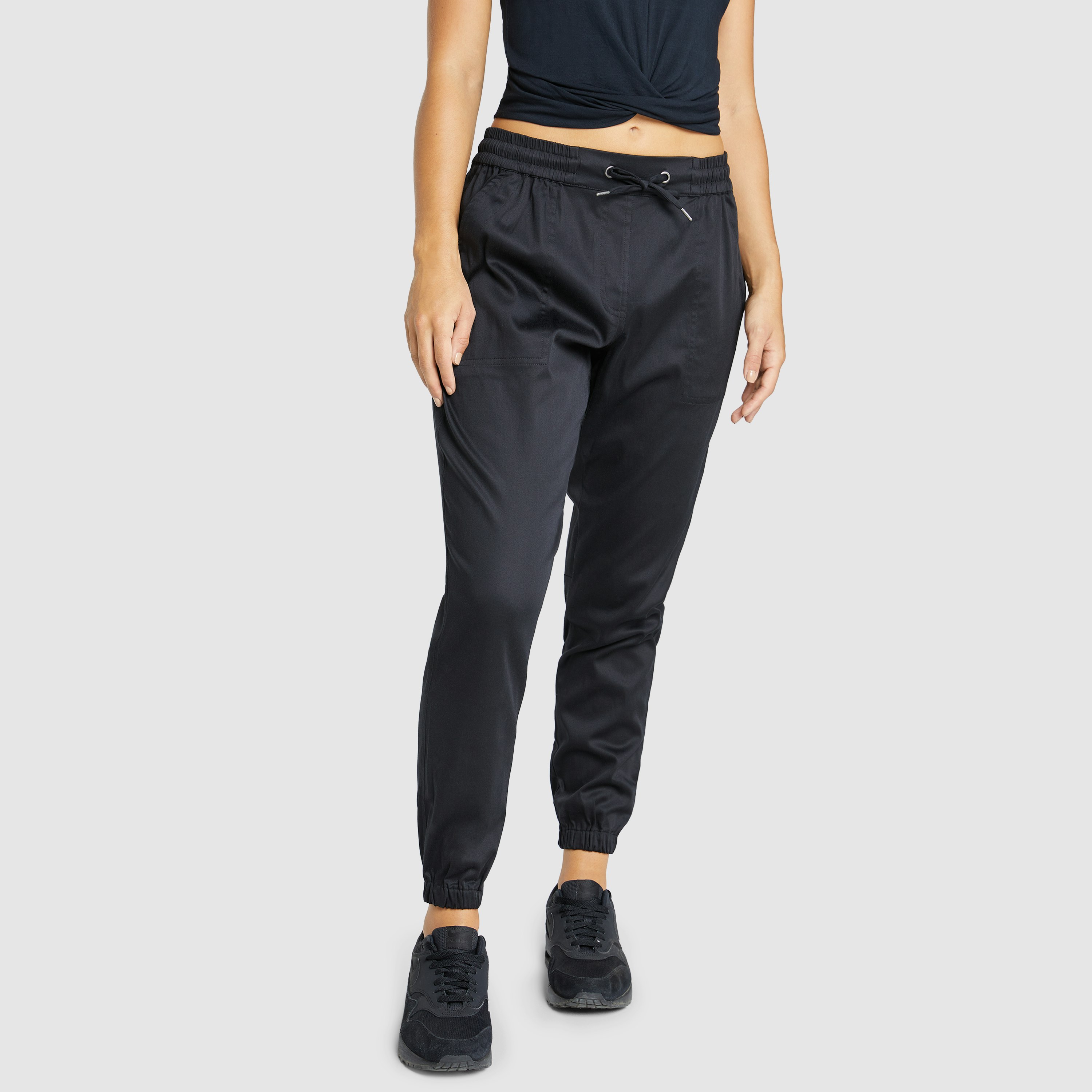 Black Woven Drawstring Pant | Women's Bottom | Rockwear AU