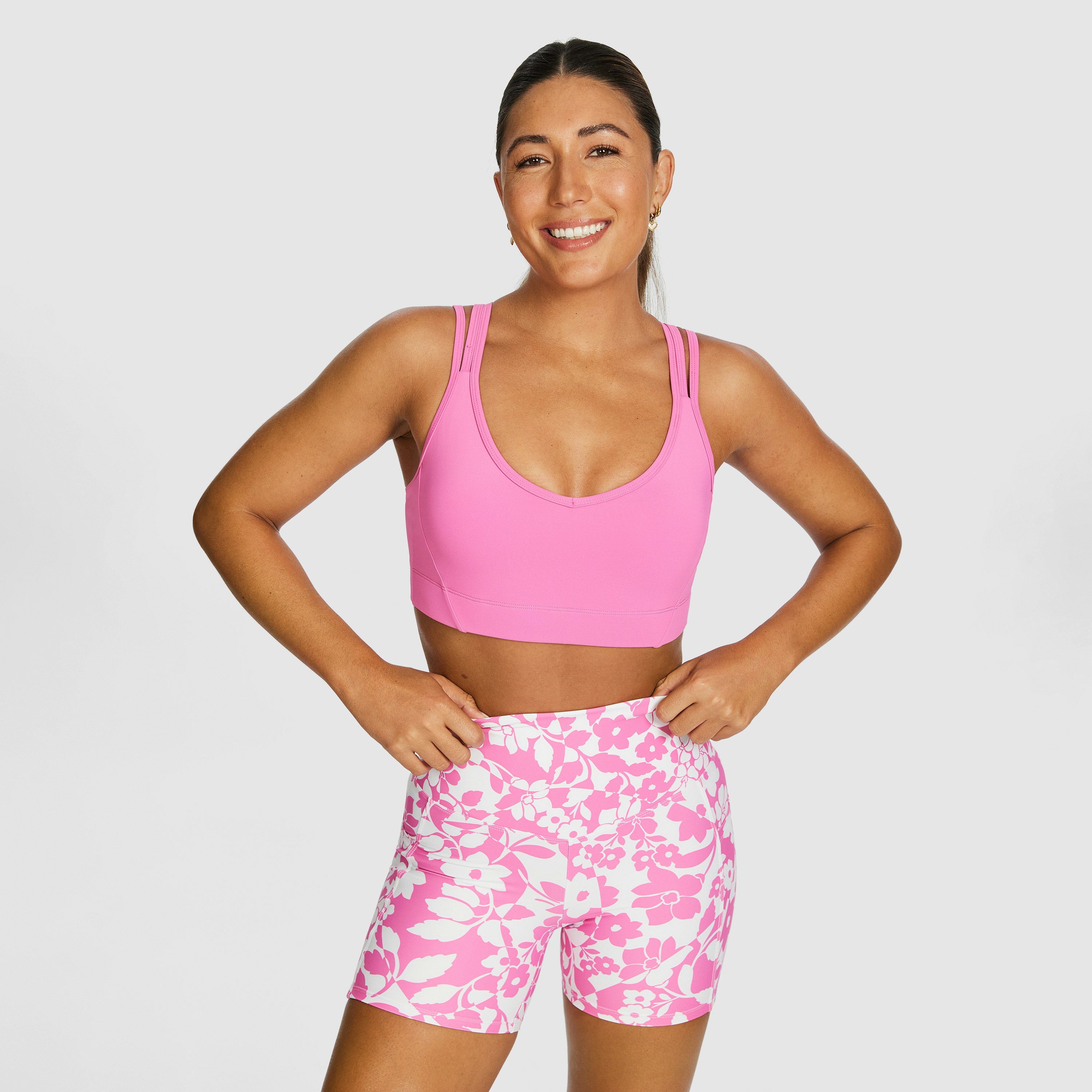 Cherry Blossom Medium Impact Strappy Sports Bra | Women's Tops | Rockwear AU