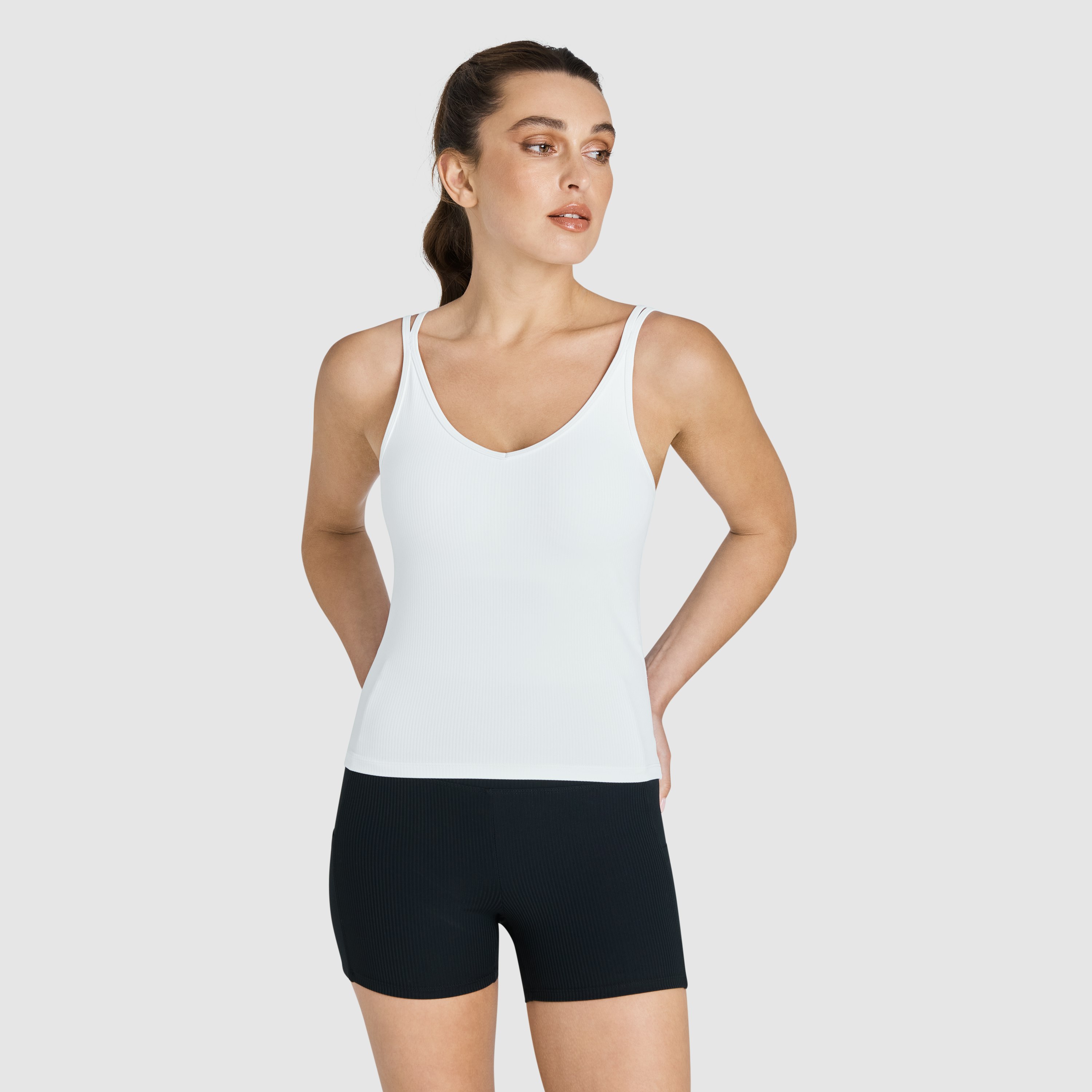 White Strappy Fitted Singlet | Women's Tops | Rockwear AU