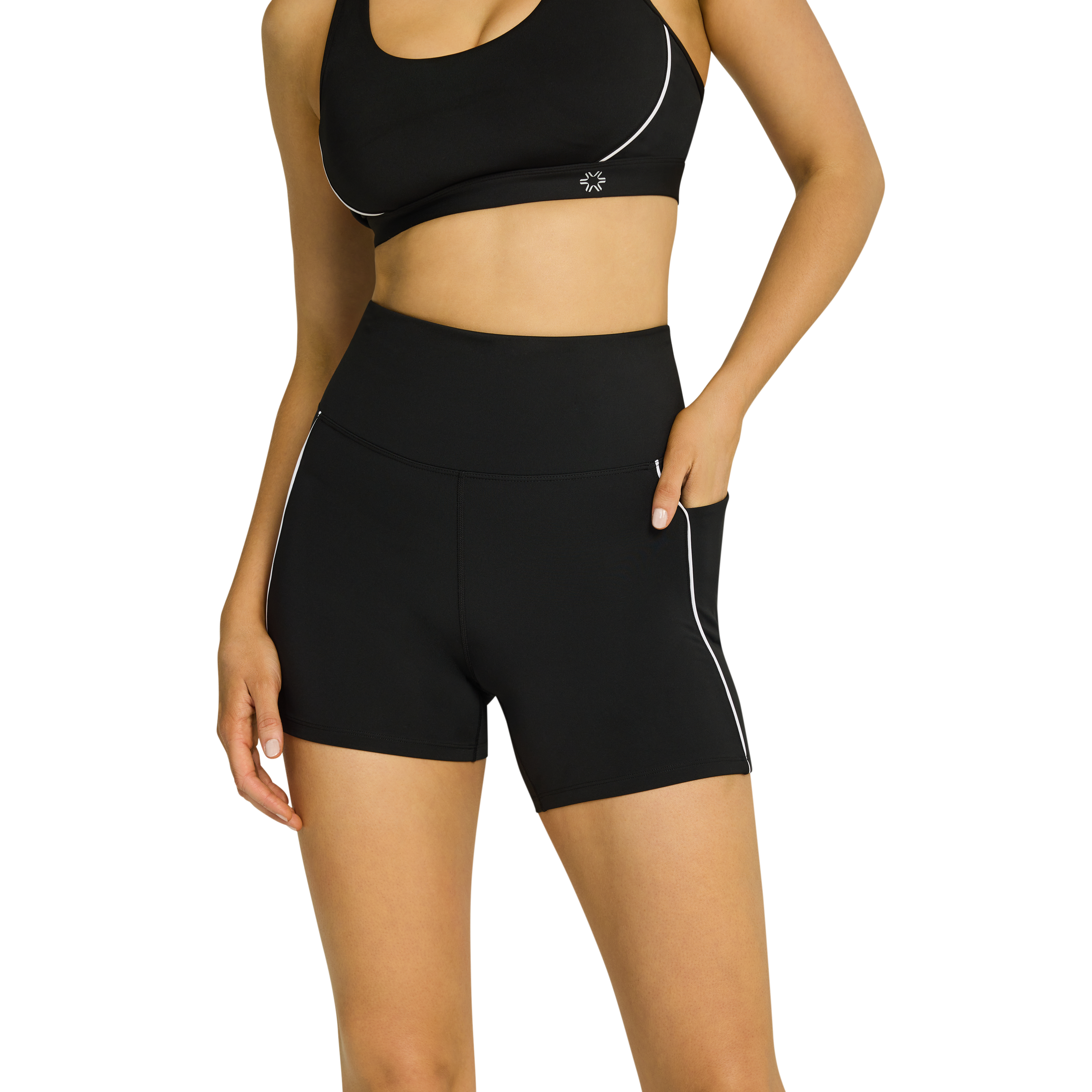 Black Blocked Pocket Mid Thigh Bike Shorts | Women's Bottom | Rockwear AU