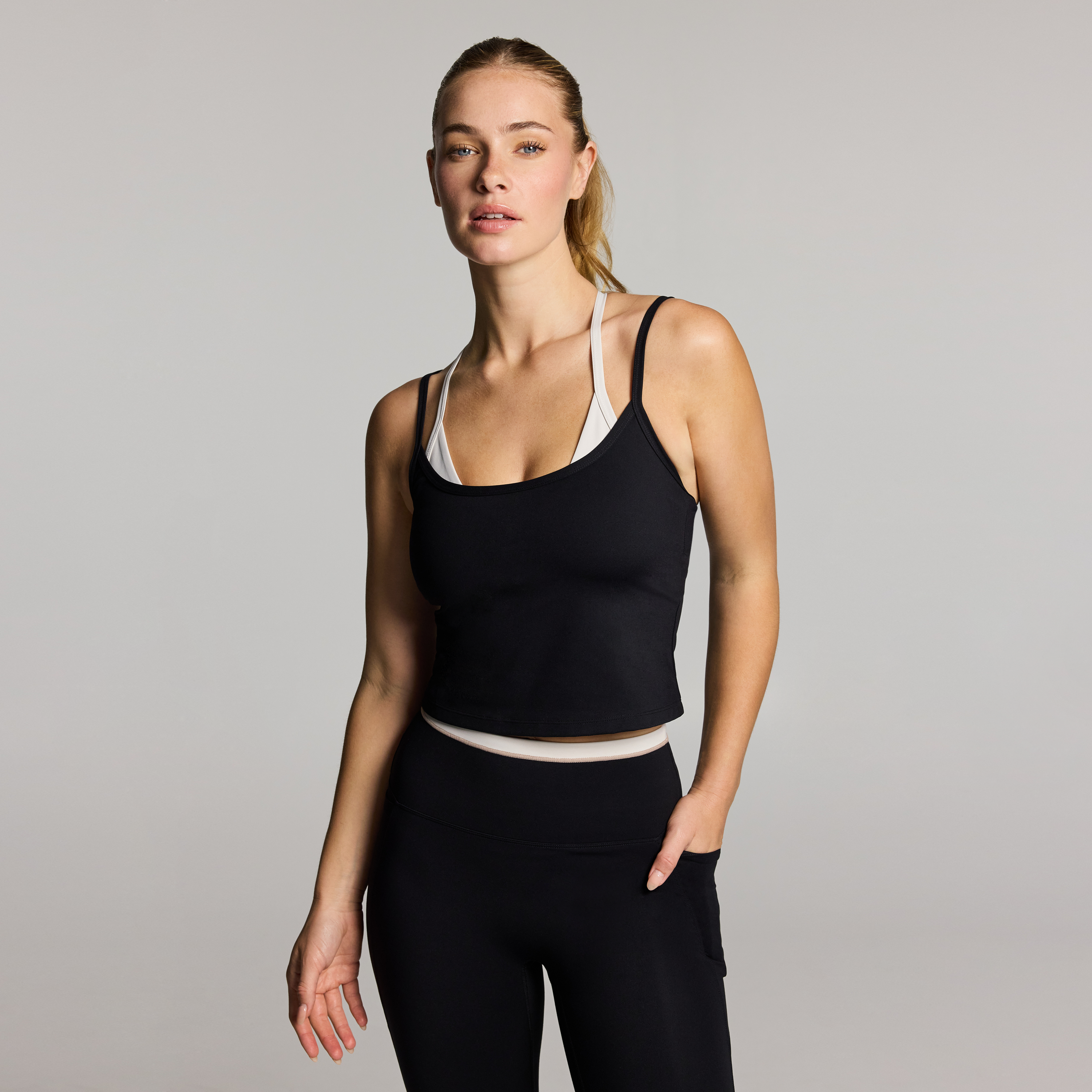 Black And Porcelain Base One Layered Singlet | Women's Tops | Rockwear AU